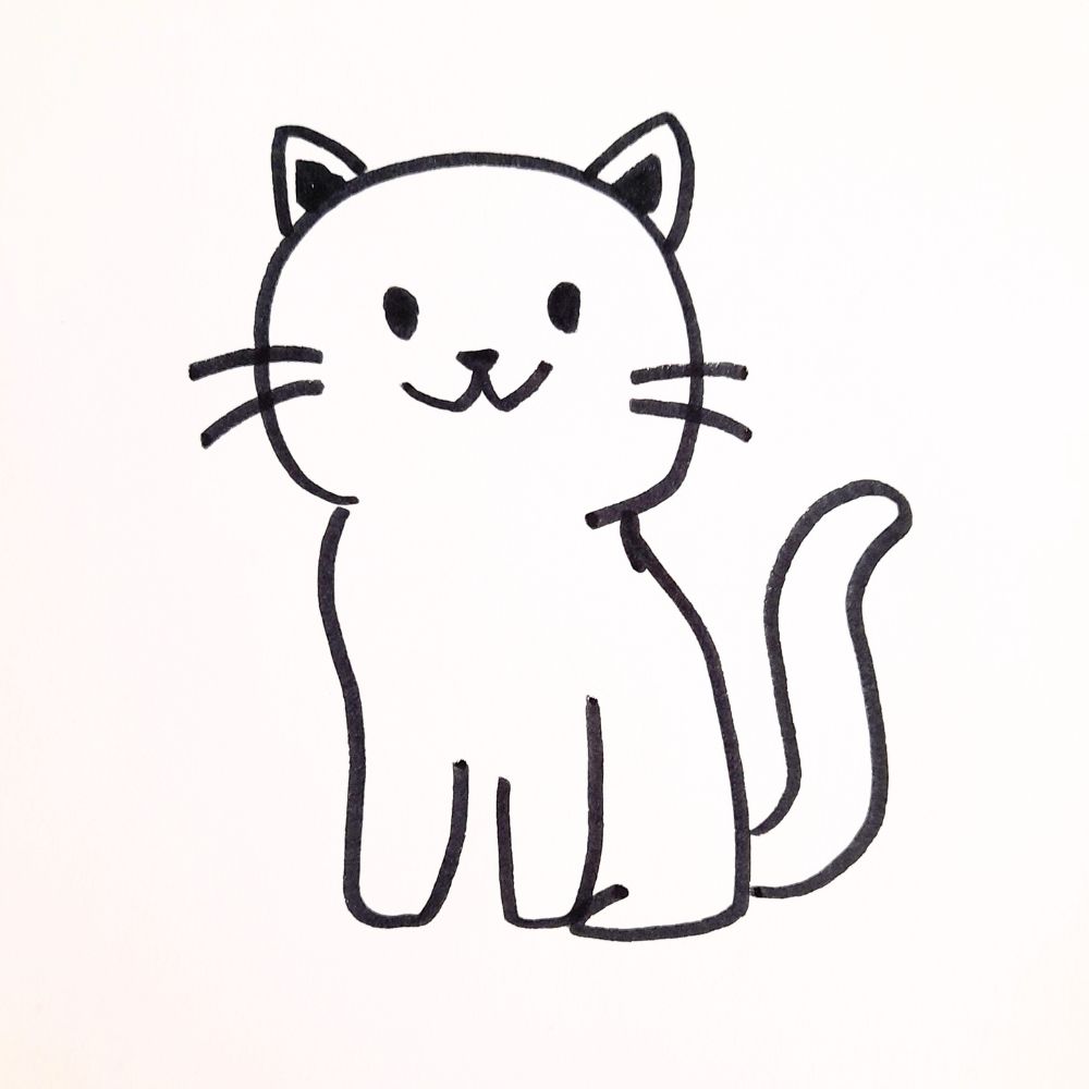 Easy Cat Drawing, Step by Step: Create a Cute Kitty in Minutes!