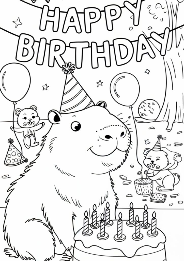 15 Capybara Coloring Pages for Kids