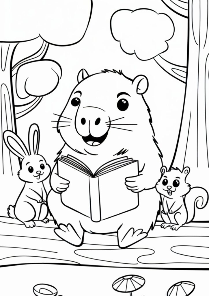 15 Capybara Coloring Pages for Kids