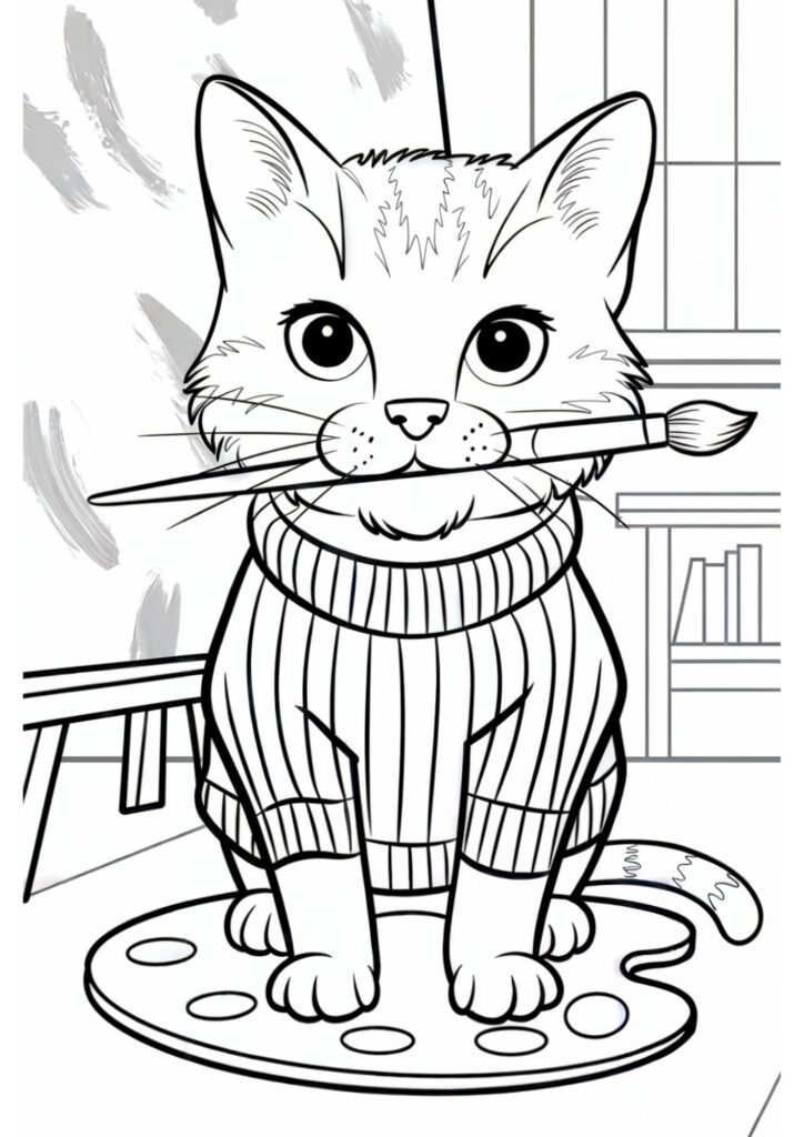20 Fun Kids Coloring Pages Featuring Adorable Cats