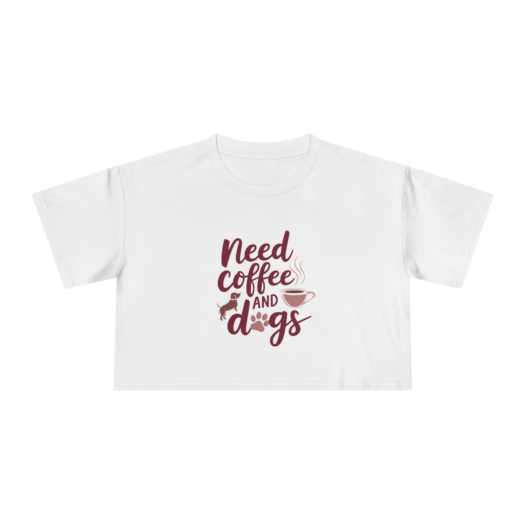 Coffee and Dogs Women's Crop Tee - Cute & Comfy Casual Shirt ...