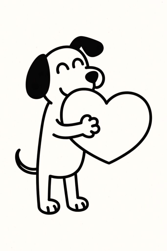 Cute Dog Drawings with Hearts