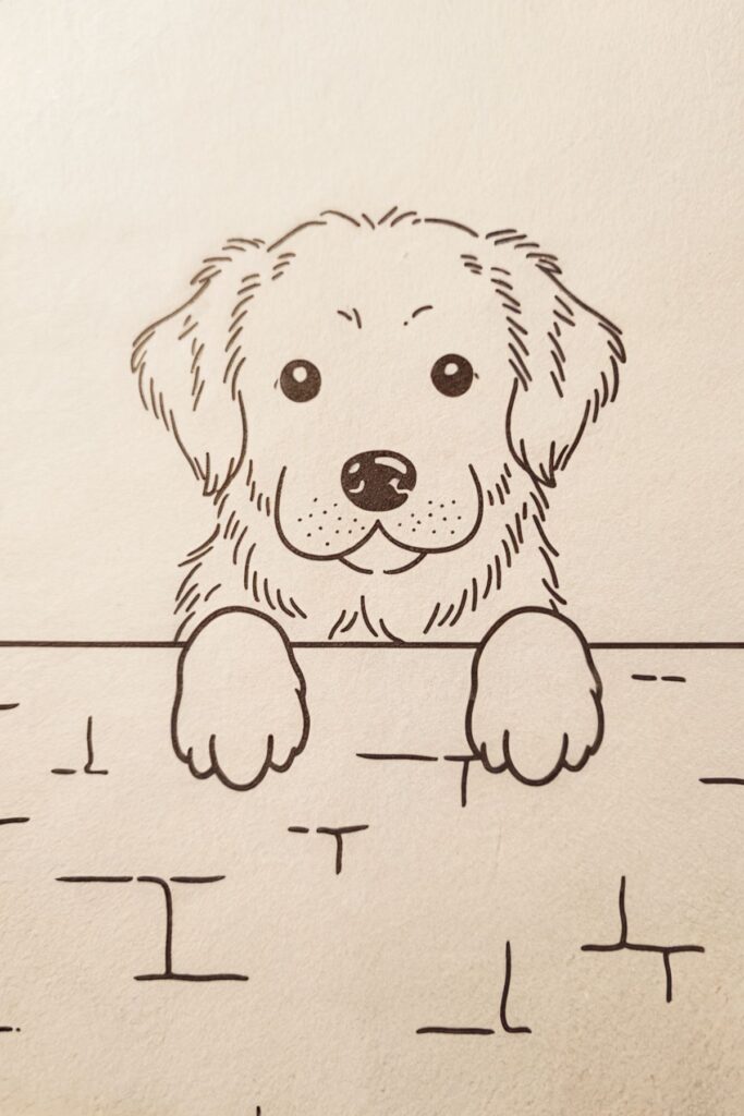 Easy and Cute Golden Retriever Drawings Cartoon Style