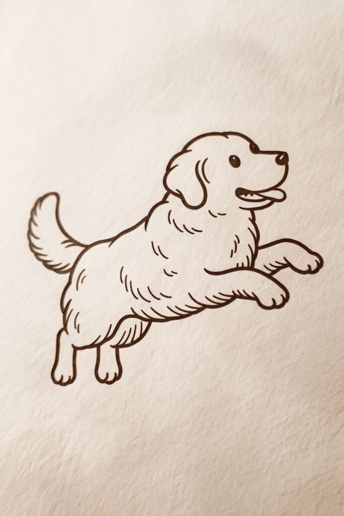 Easy and Cute Golden Retriever Drawings Cartoon Style