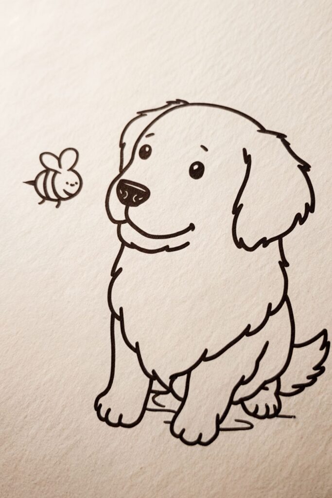 Easy and Cute Golden Retriever Drawings Cartoon Style
